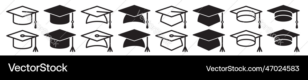 Graduation cap icons set university academic Vector Image