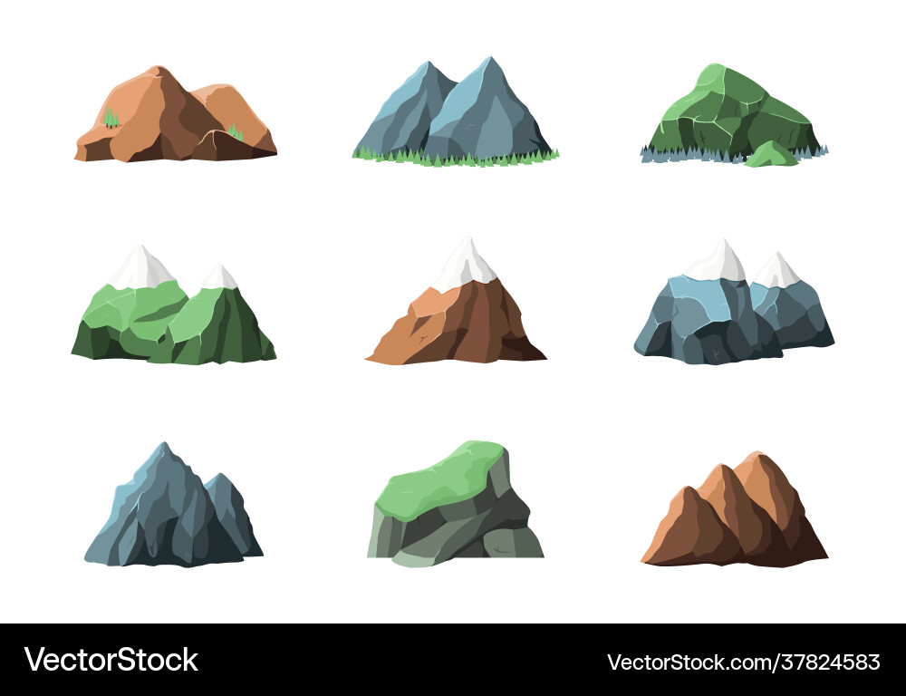 Mountain elements snow mountains outdoor summer Vector Image
