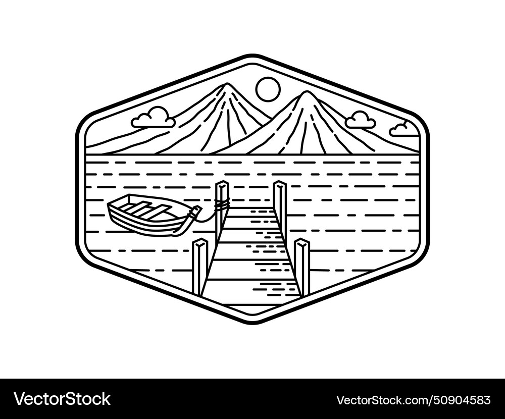 Natural scenery in the frame line art Royalty Free Vector