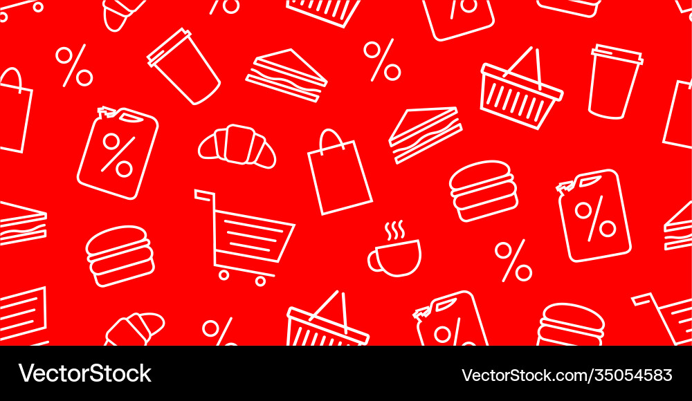 Shopping seamless pattern with food and beverages Vector Image