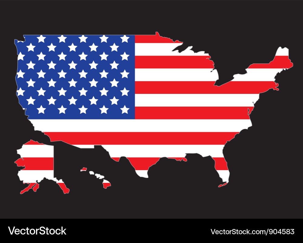 Usa map outline with flag Royalty Free Vector Image