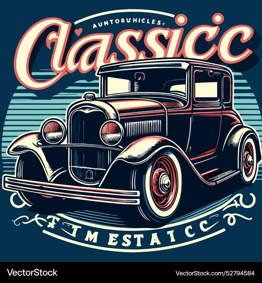 Classic vintage car art design best Royalty Free Vector