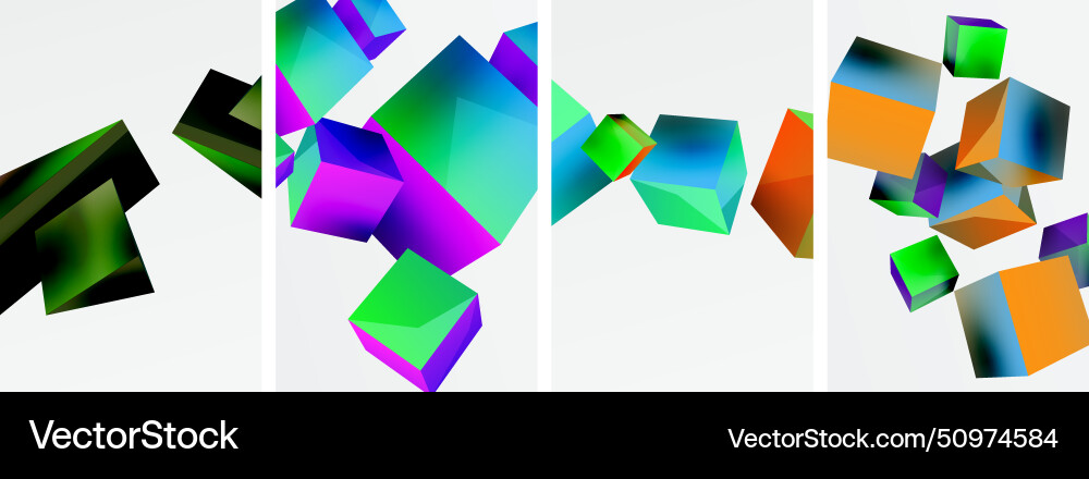 Composition of 3d cubes and other geometric Vector Image