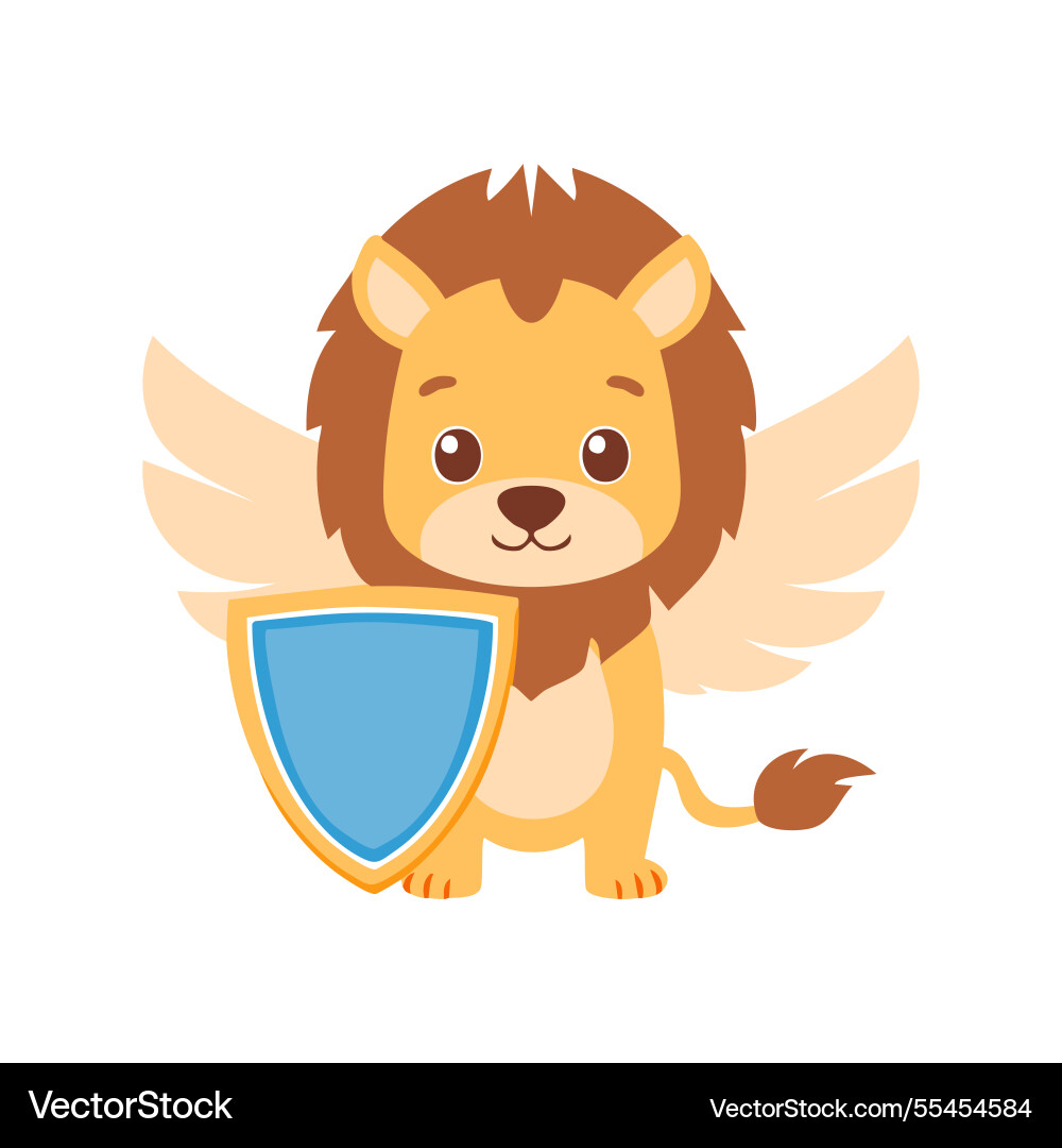 Cute griffin with shield Royalty Free Vector Image