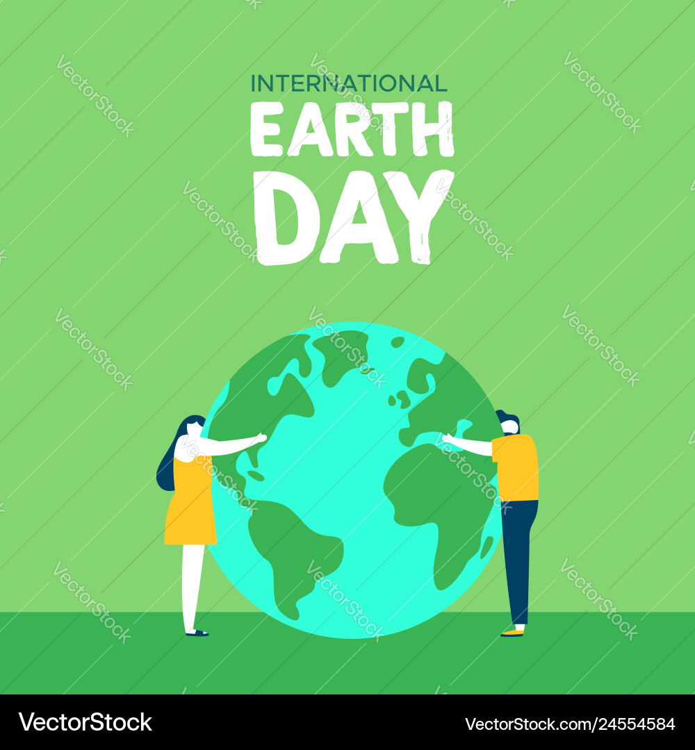 Earth day of people planet love Royalty Free Vector Image