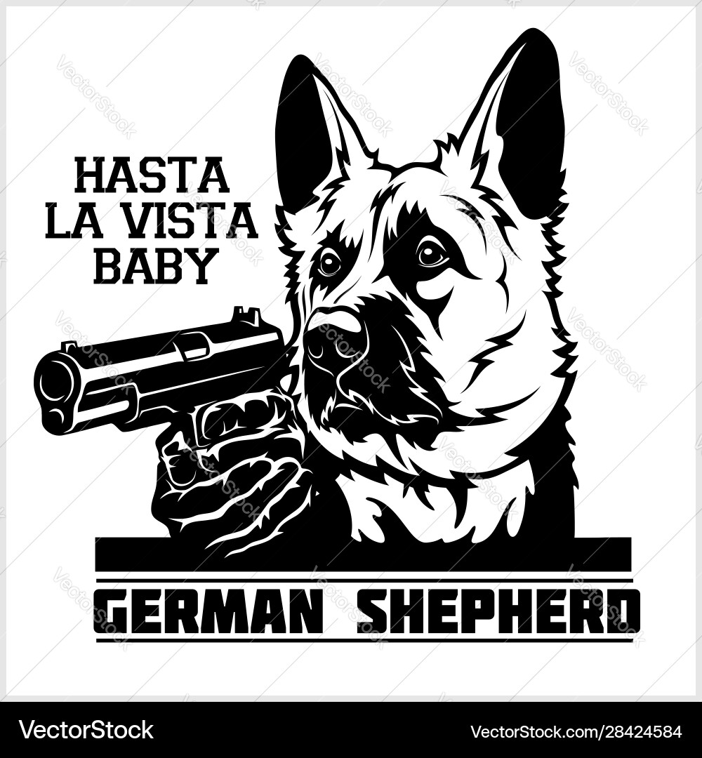 German Shepherd Gangster - Guns Royalty Free Vector Image