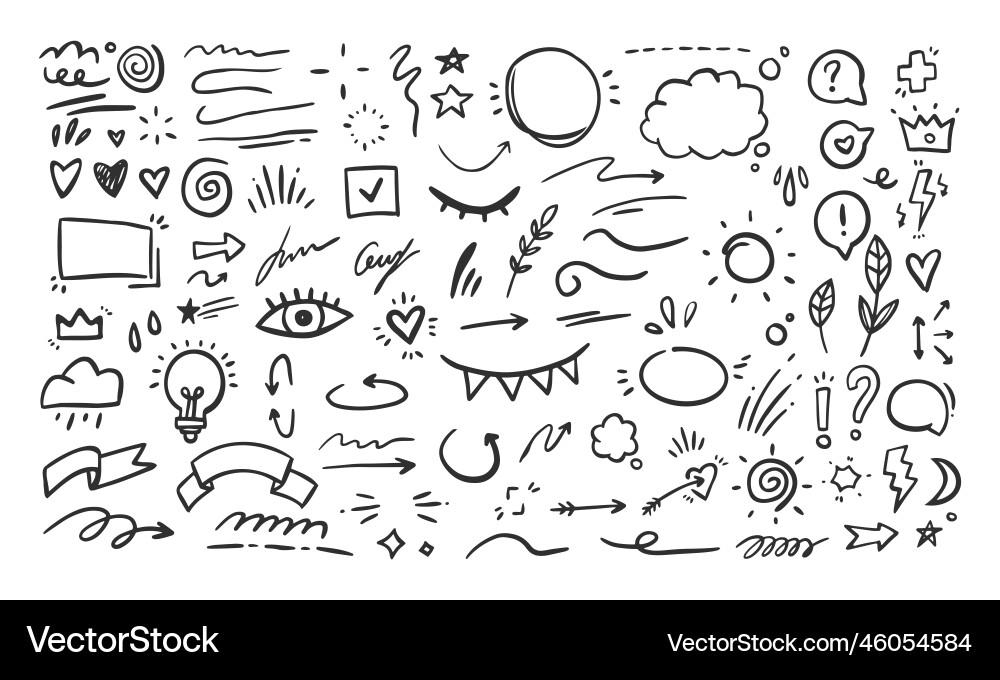 Hand Drawn Doodle Elements Background Royalty Free Vector