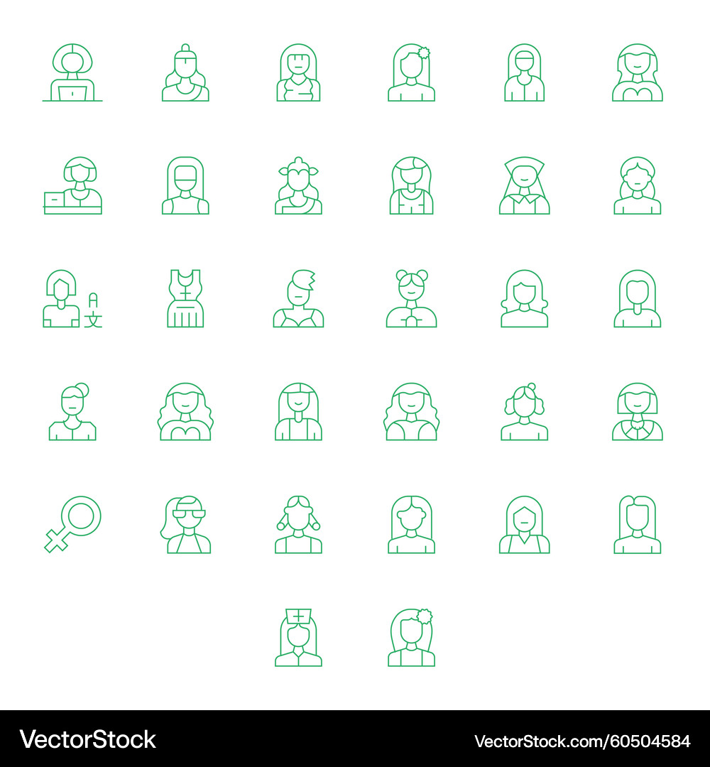 Lady Icon Pack - 32 Thin Line Icons – Royalty-Free Vector | VectorStock