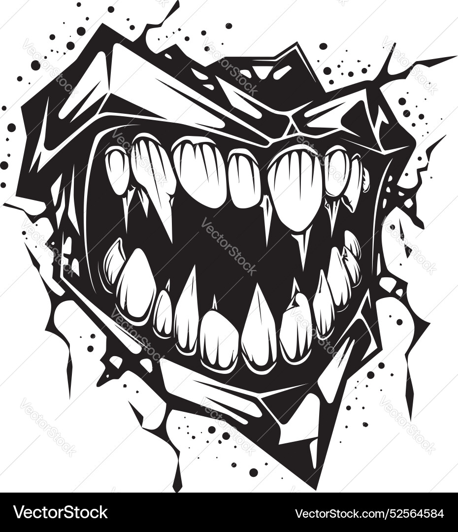 Malevolent maws evil mouth graphic dreadful fangs Vector Image