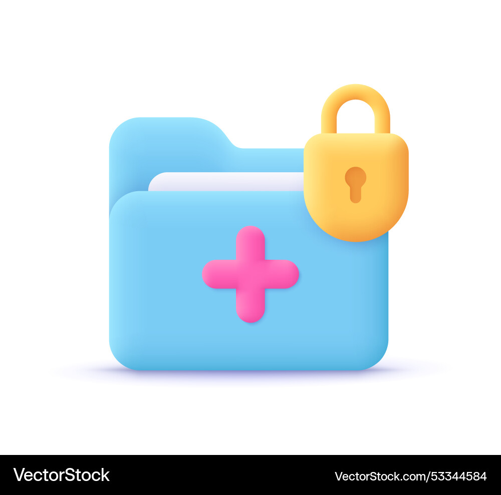 Medical folder with patient history file and lock Vector Image