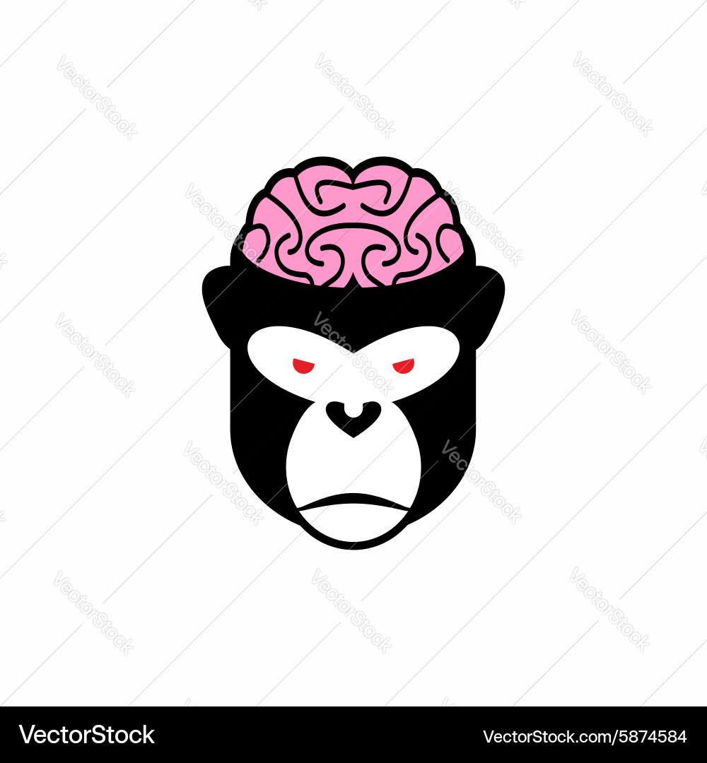 Monkey brains logo head animal pink brain Vector Image