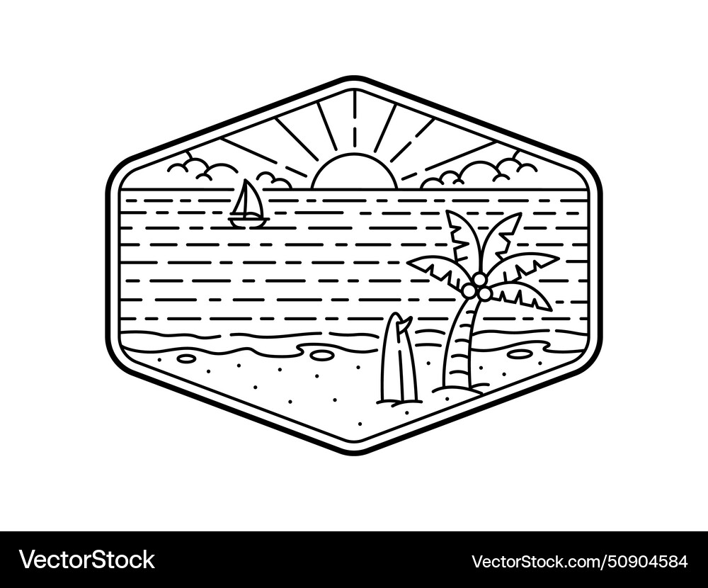 Natural scenery in the frame line art Royalty Free Vector