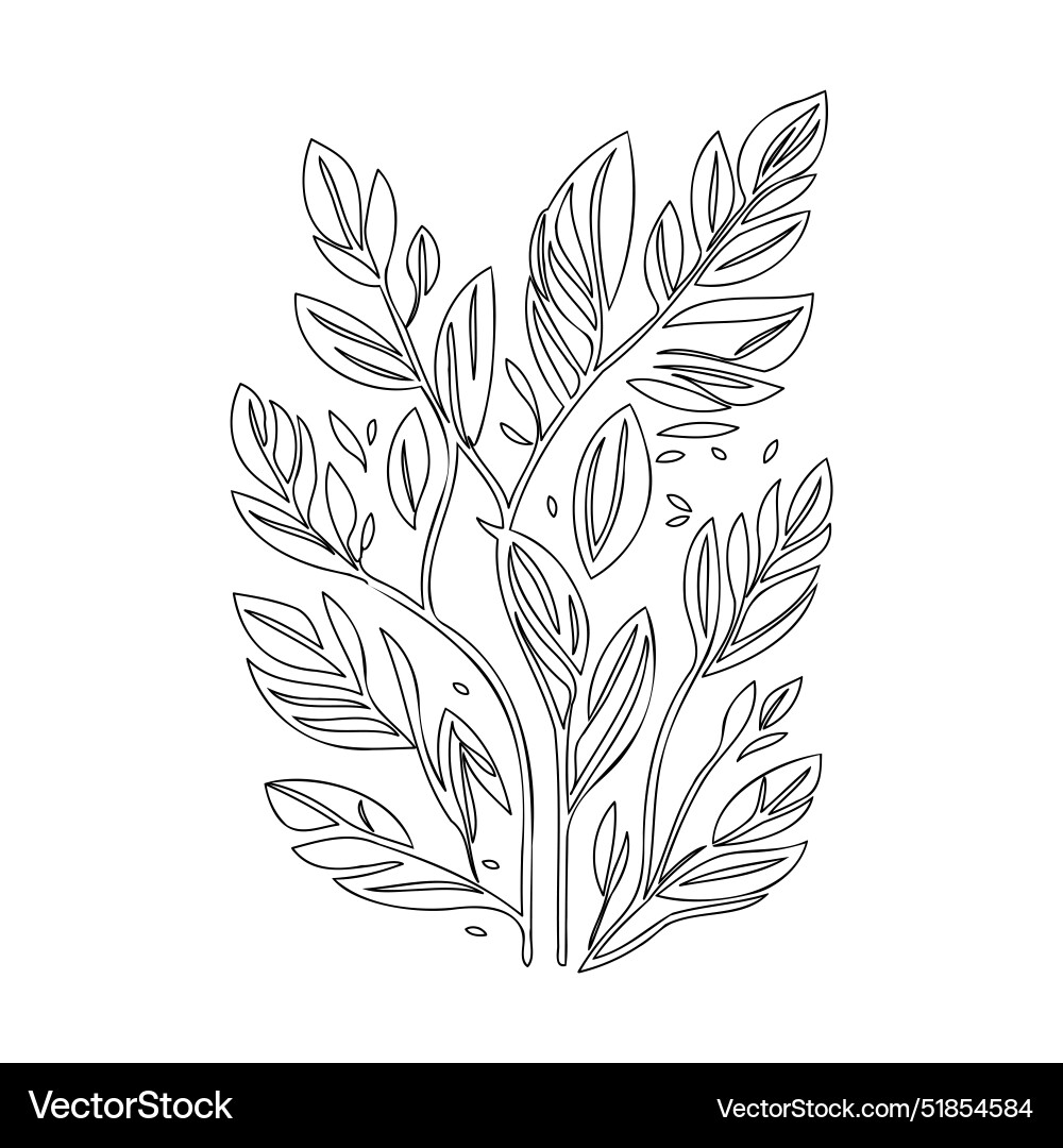Parallel leaf floral outline sketch Royalty Free Vector