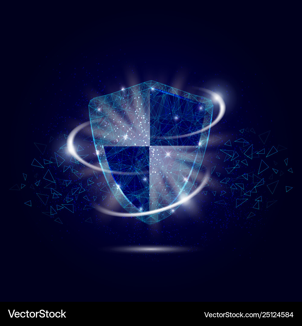 Polygonal Cyber Security Shield Royalty Free Vector Image