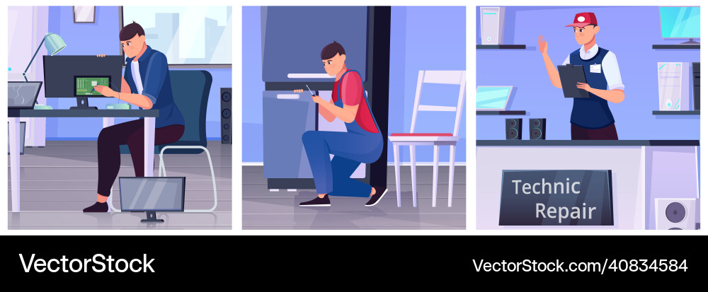 Repair service composition Royalty Free Vector Image