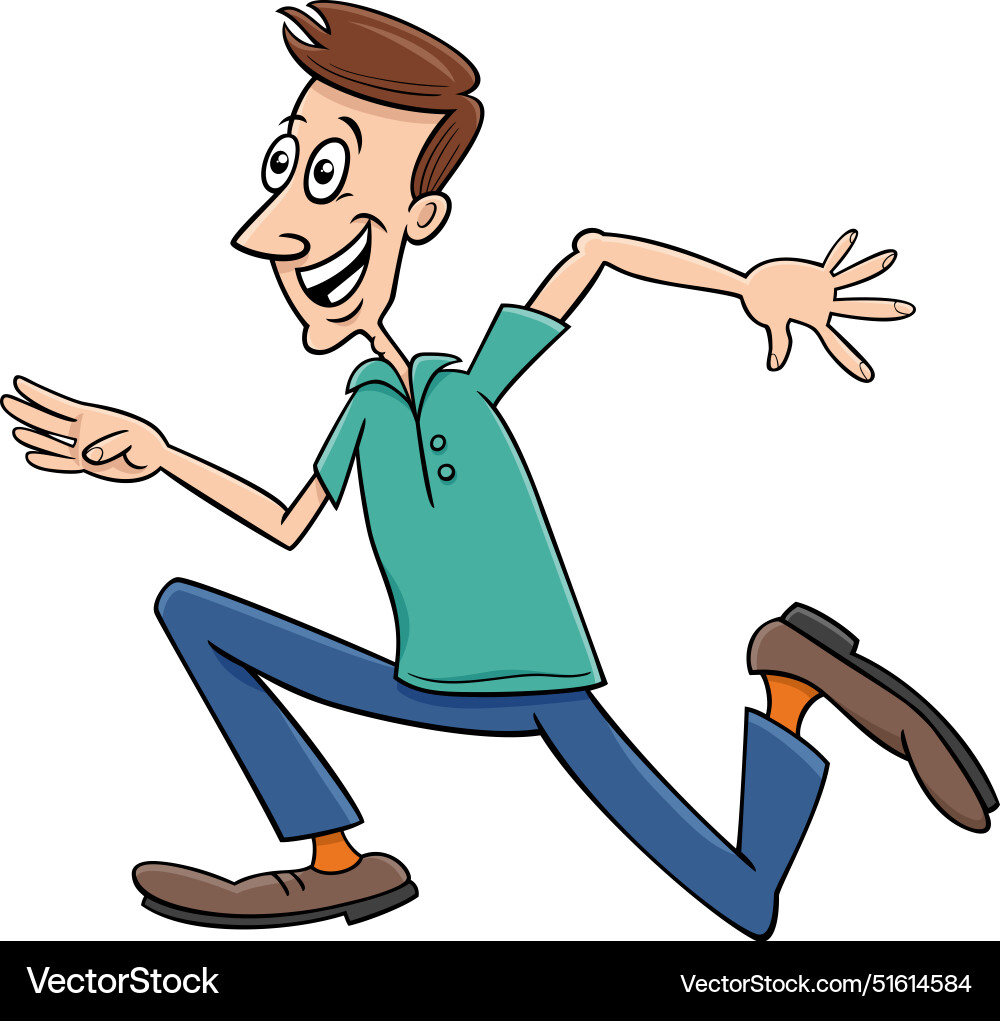 Running cartoon young man comic character Vector Image
