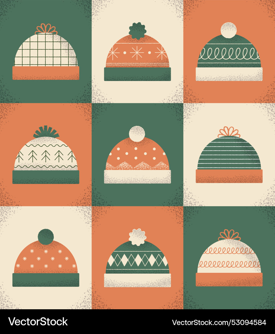 Seamless pattern with winter hats Royalty Free Vector Image