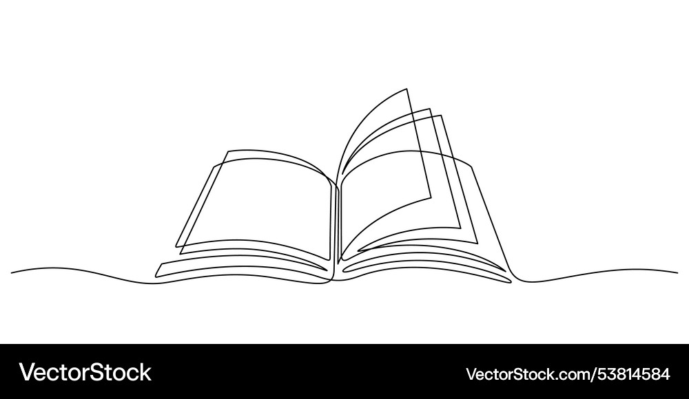 Single Line Book Page Drawing Royalty Free Vector Image