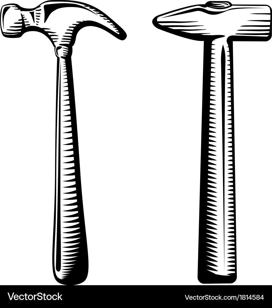 Two isolated hammers Royalty Free Vector Image