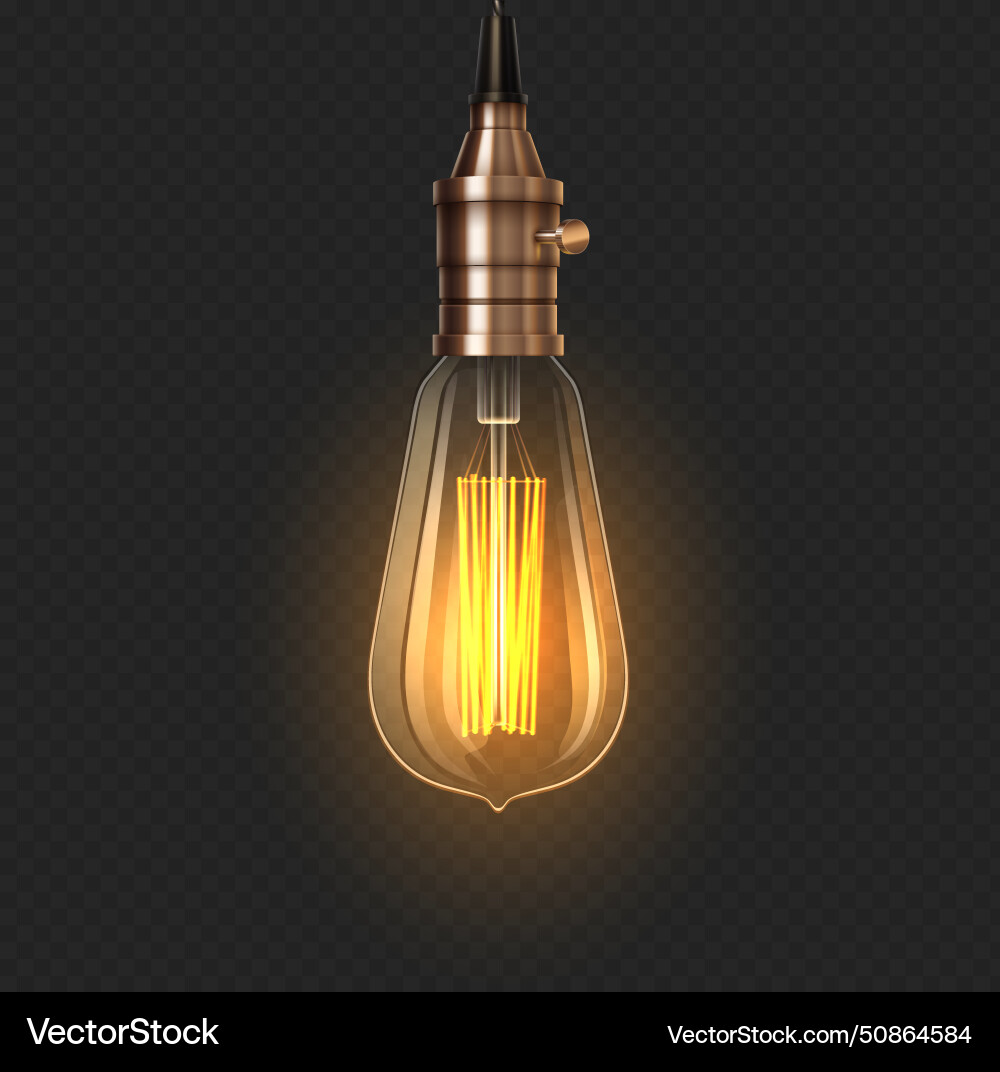 Vintage lightbulb 3d realistic Royalty Free Vector Image