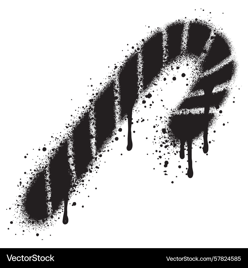Candy cane graffiti with black spray paint Vector Image