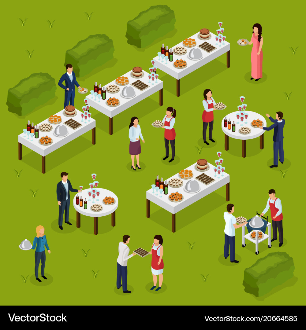 Catering Feast Isometric Royalty Free Vector Image