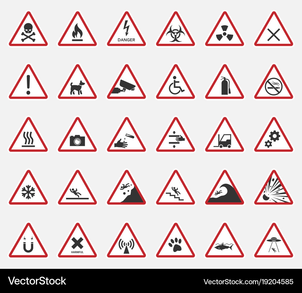 Caution icons warning signs Royalty Free Vector Image