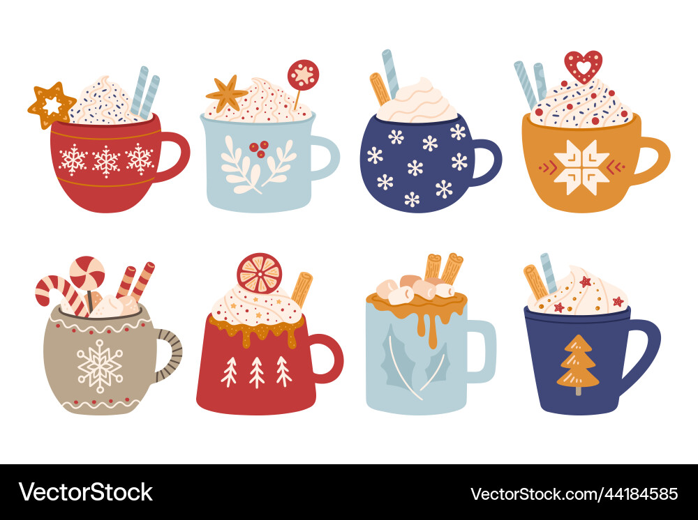 Christmas hot drinks Royalty Free Vector Image