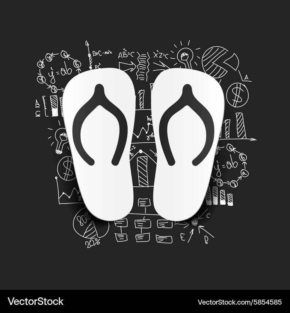 Drawing business formulas slippers Royalty Free Vector Image