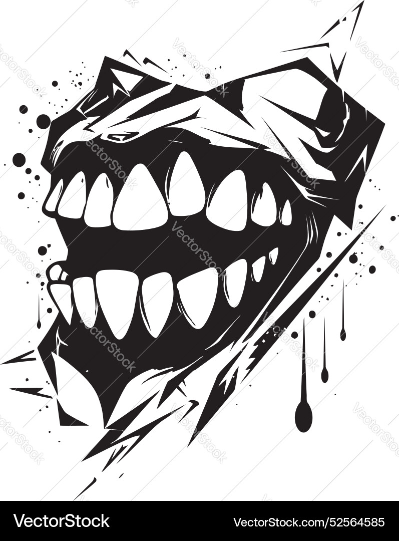 Dreadful fangs sinister jaw symbol haunting bite Vector Image