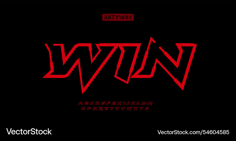 Edgy sporty font alphabet sharp contour dynamic Vector Image