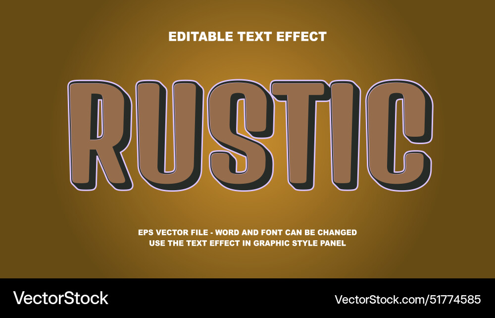Editable text effect rustic 3d template Royalty Free Vector