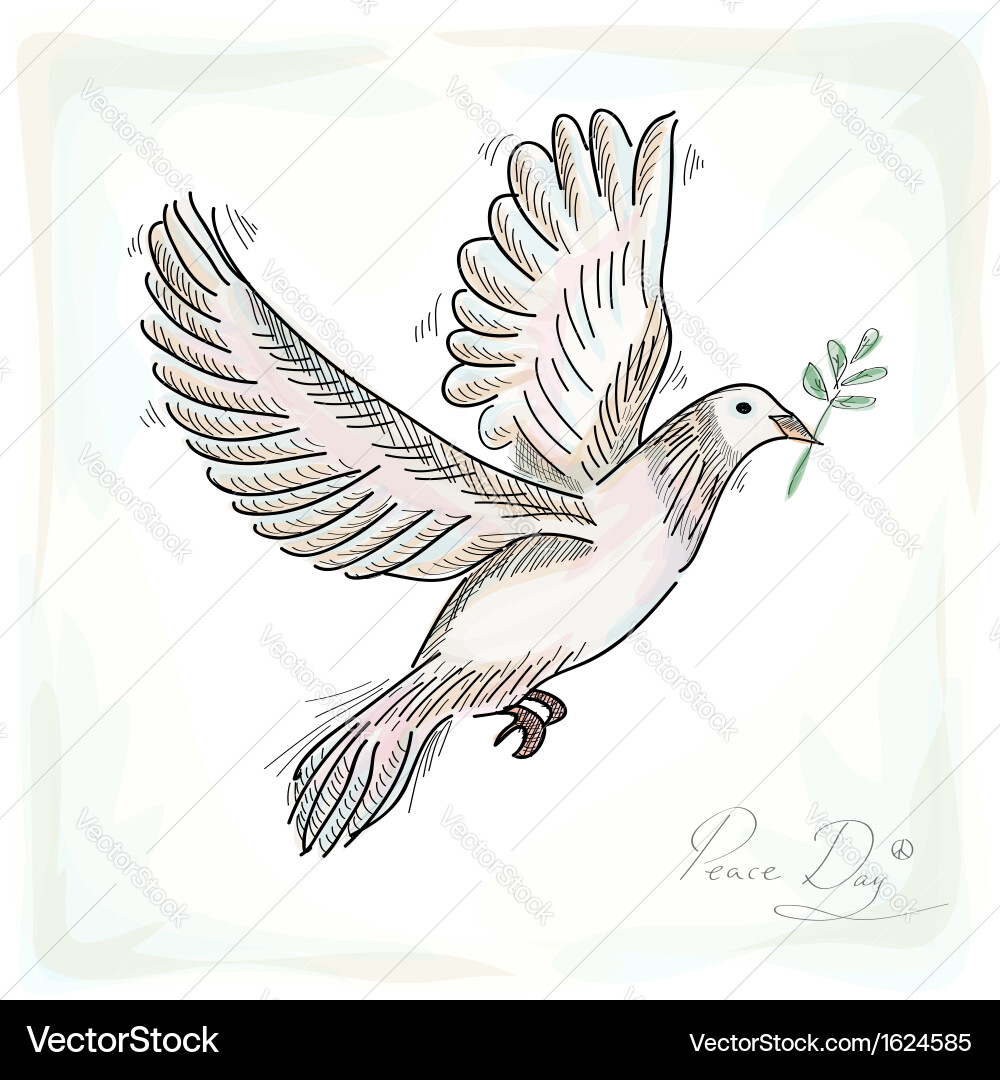 Hand gezeichneter Frieden Taube Symbol mit Textur Vektorbild