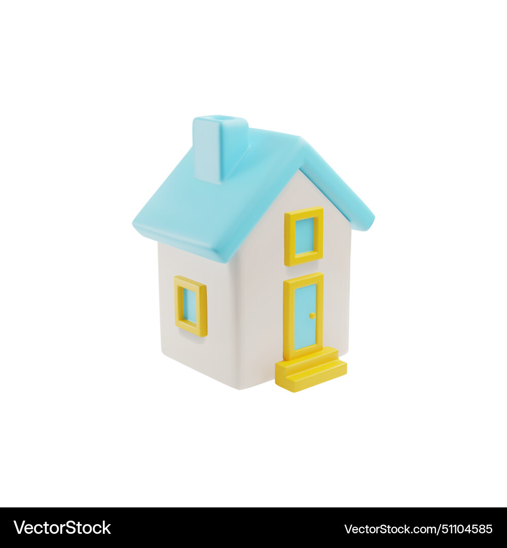 House building with chimney pipe 3d icon Vector Image