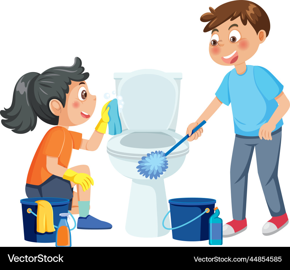 Kids Cleaning Bathroom Clipart Kid Cleaning Toilet Photos, Images And