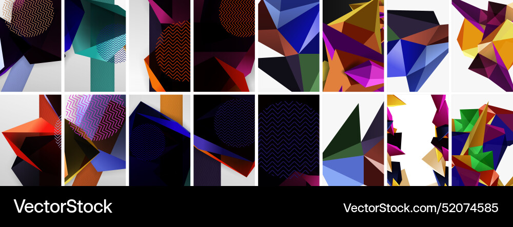 Set of low poly triangles poster geometric Vector Image