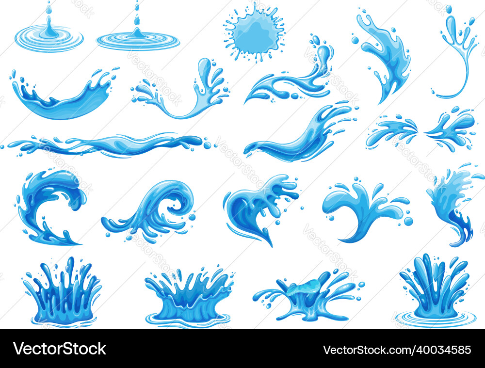 Water drops current and waves Royalty Free Vector Image