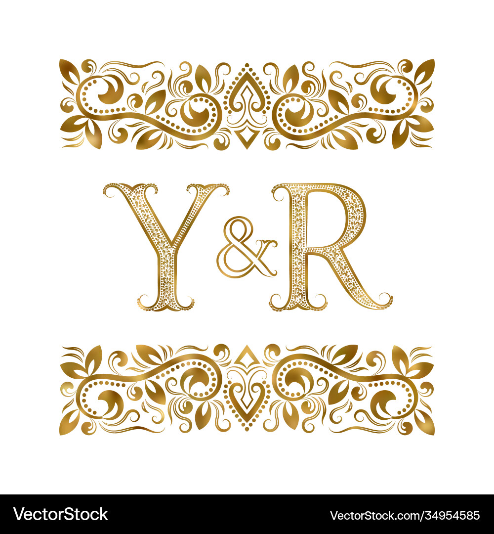 Y and r initials vintage logo letters Royalty Free Vector