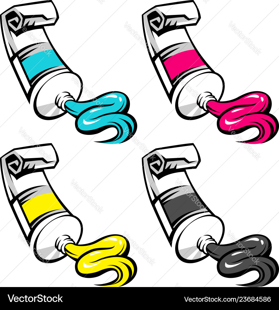 Cmyk colors tubes Royalty Free Vector Image - VectorStock