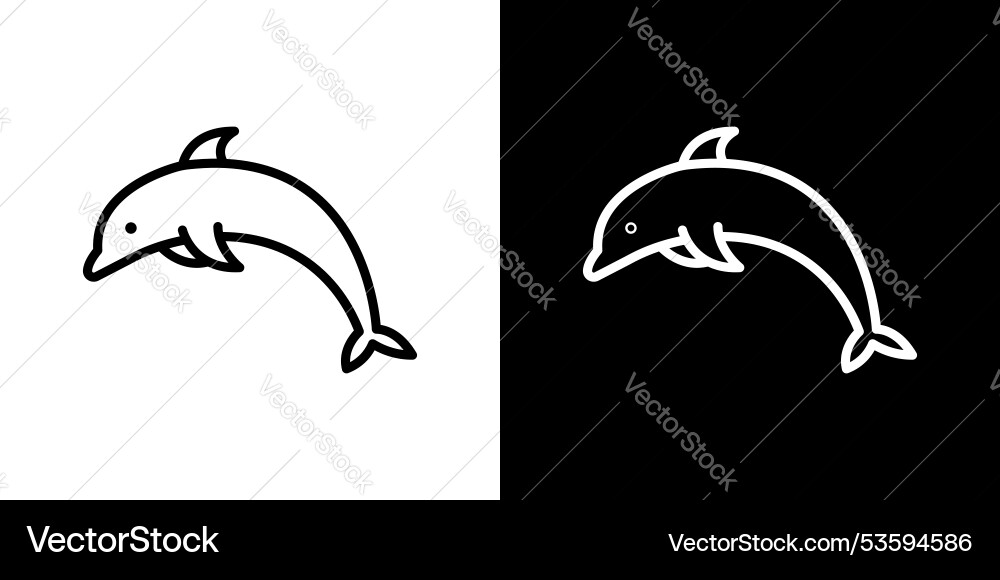 Dolphin thin line icon set Royalty Free Vector Image