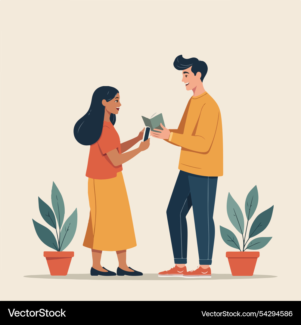 Friends sharing knowledge Royalty Free Vector Image