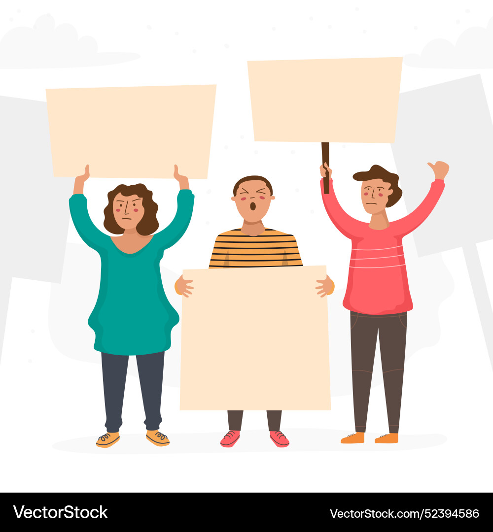 Hands with placards Royalty Free Vector Image - VectorStock