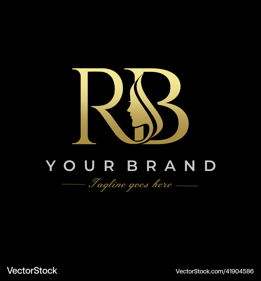 Initial letter rb beauty face logo design Vector Image