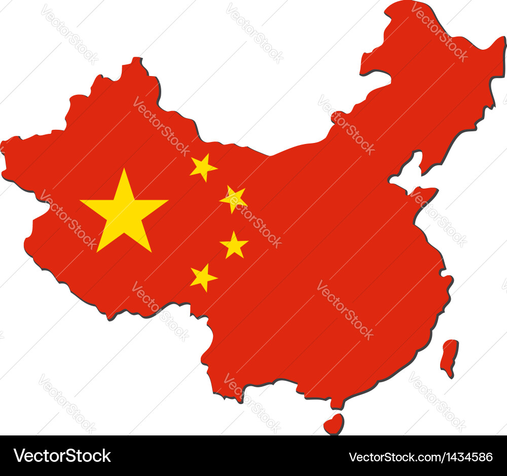 Map of china with national flag Royalty Free Vector Image
