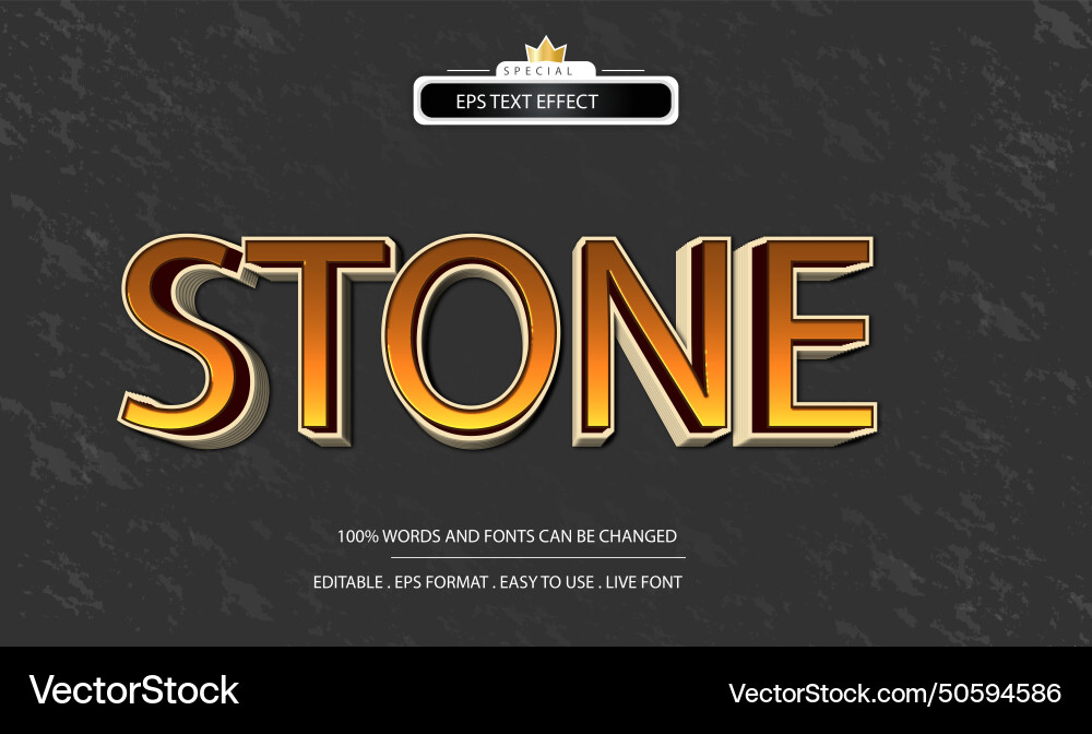 Stone text effect editable Royalty Free Vector Image