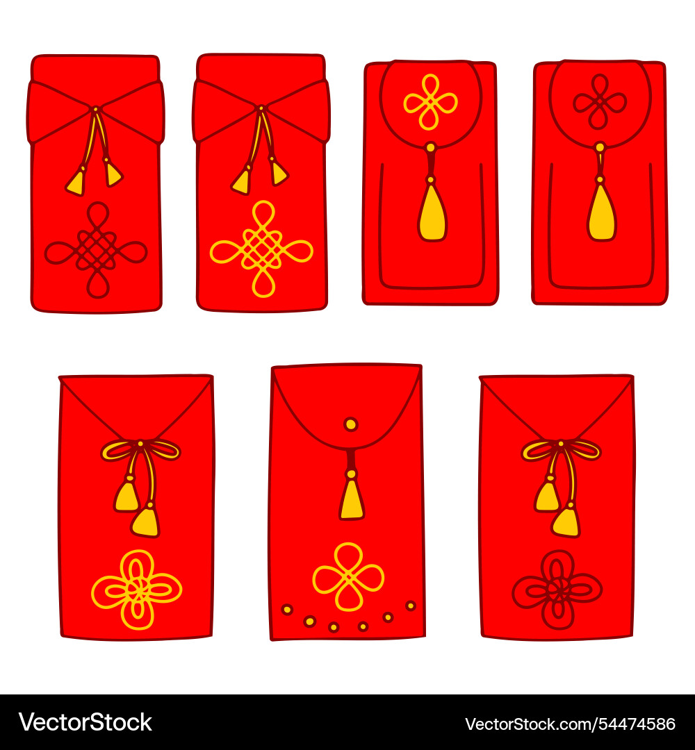 Traditional chinese red envelopes packets Vector Image