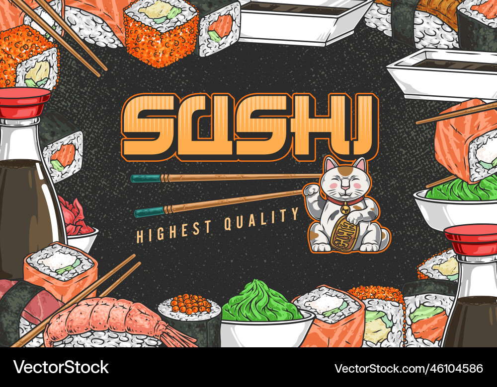Vintage Sushi Menu Flyer Royalty Free Vector Image