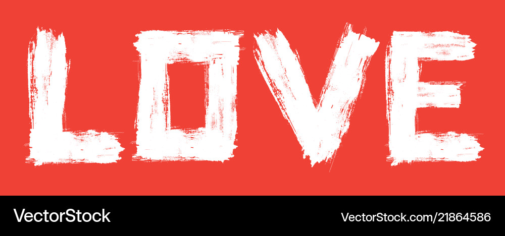 Word love drawn with brush strokes Royalty Free Vector Image