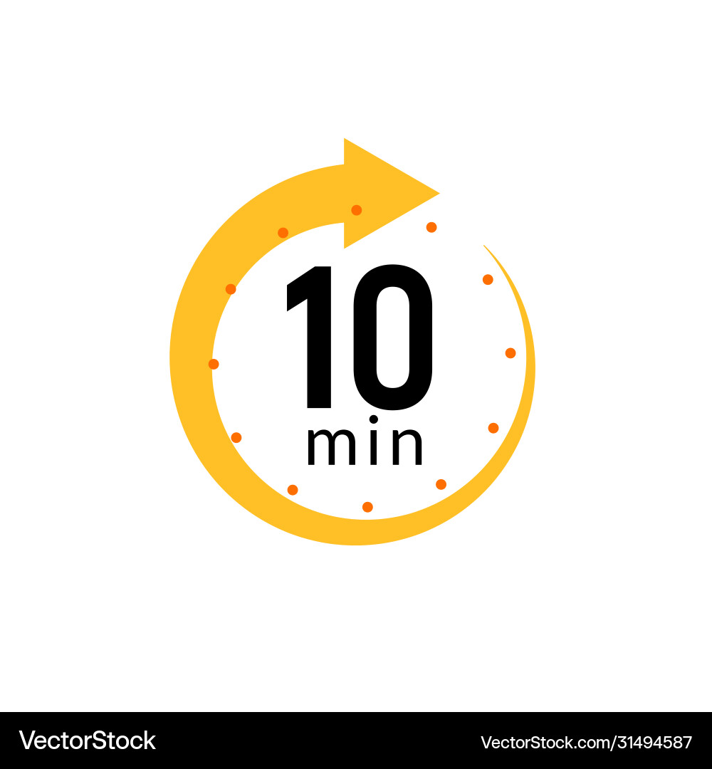 10 minutes clock quick number icon 10min time Vector Image