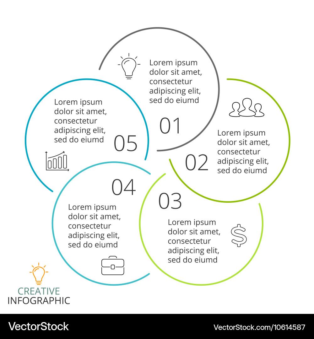 Circle arrows linear infographic cycle Royalty Free Vector